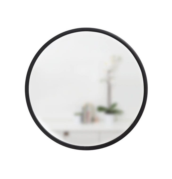 Kaca cermin bulat bingkai hitam 60cm Classica Italiano gantung