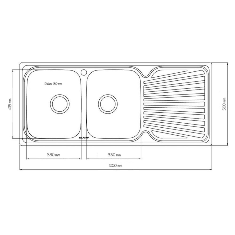 Bak Cuci piring stainles 2 lubang dengan sayap - COTTBUS