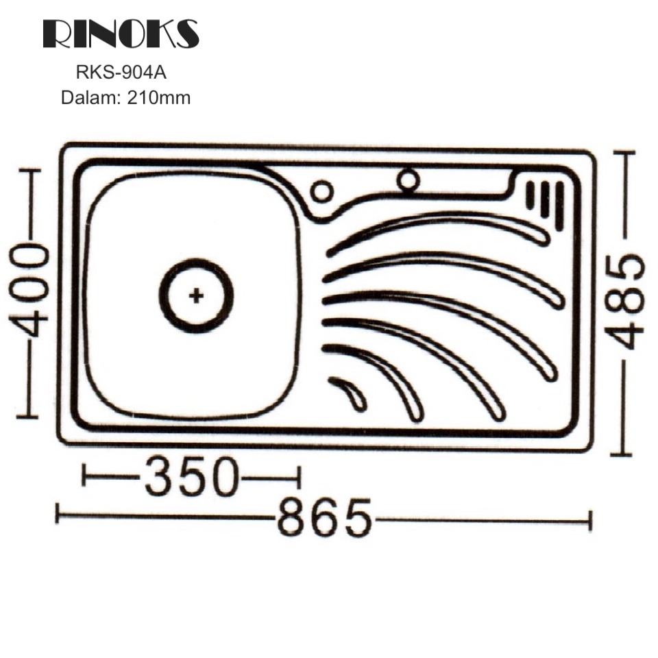 Bak cuci piring RINOKS 1 lubang sayap tebal 87cm - DuniaSanitary